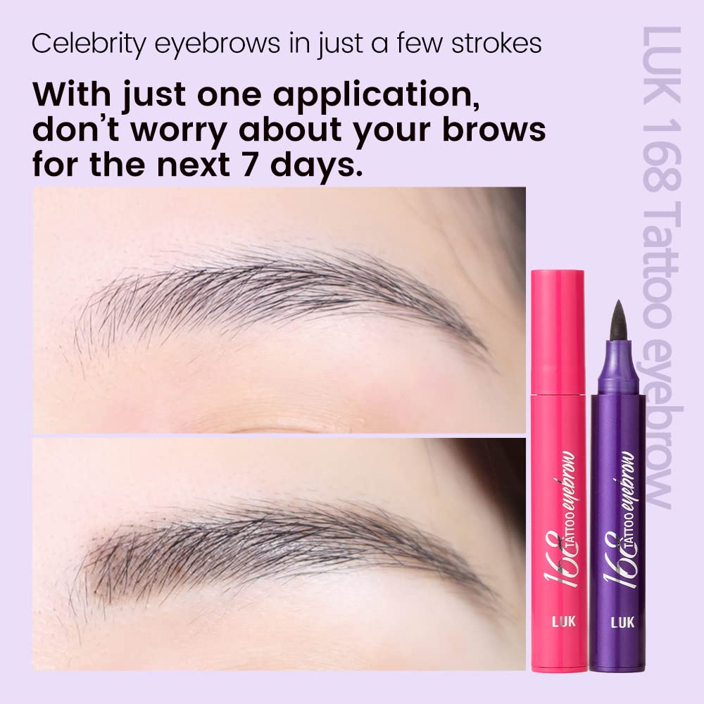 Luk Fixx 7Days Eyebrow Tattoo Pen,Eyebrow Tint,Korean Makeup,Long Lasting,Eyebrow tattoos Waterproof,Brow Tint Kit,Waterproof eyebrow,Dark Brown