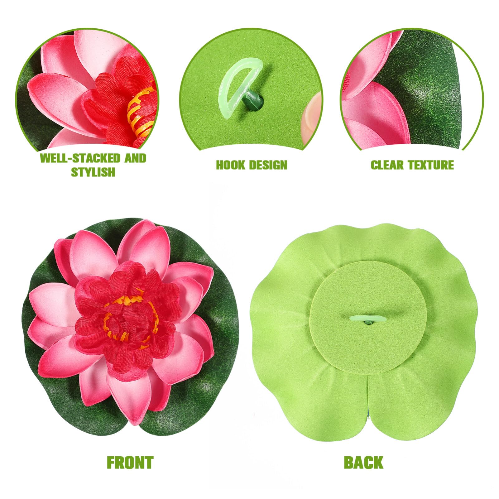 BESPORTBLE 5pcs Artificial Floating Water Lily Lotus Flowers Pond Decor for Garden Decoration Bed Edging