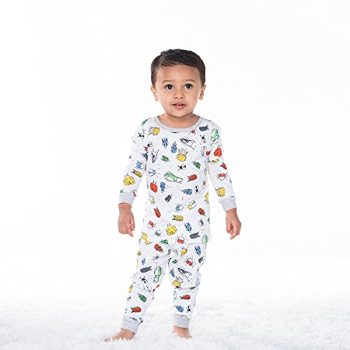 Lamaze Organic Baby Baby Boys Tight Fit Sleepwear, Grey and White Bugs, 24M
