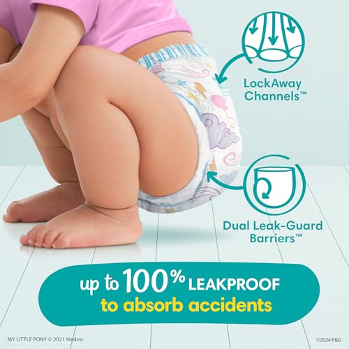 Pampers Easy Ups Pull On Training Pants My Little Pony, 4T-5T, 104 Count with Sensitive Water Based Baby Wipes 4X Pop-Top Packs (336 Count)