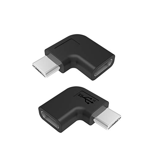 rgzhihuifz Type-C Right Angle Adapter,Type-C Male to Type-C Female Adapter, 2-Pack,90 Degree Type C Adapter,Right & Left Angled 90 Degree Type-C Extension Adapter for Laptop & Tablet & Mobile Phone