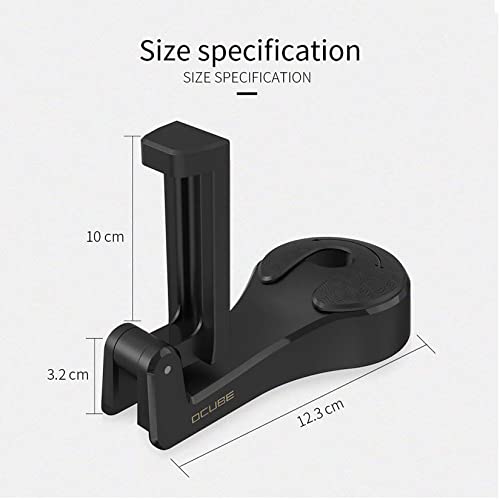 OCUBE Car Hooks Car Seat Back Hooks with Phone Holder, (2 Pack) Universal Vehicle Car Headrest Hooks Hanger with Lock and Phone Bracket for Holding Phones and Hanging Bag, Purse, Cloth, Grocery-Black