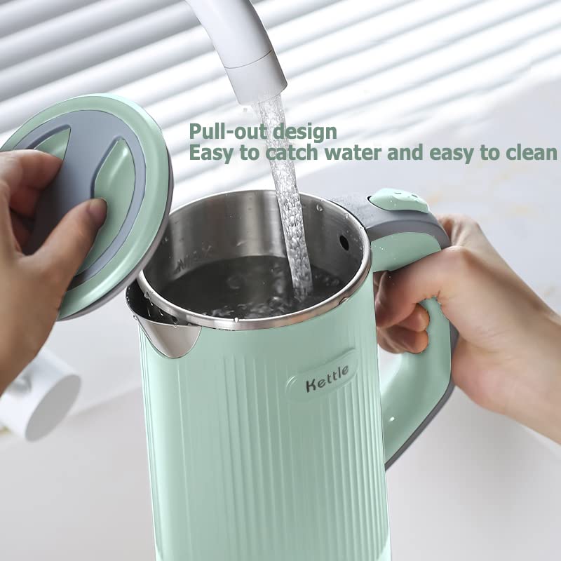 800ML Electric Kettle with Stainless Steel 110V Small Electric for Office,Hotel,Travelling for 1-2 Person Light Weight for Easy Take