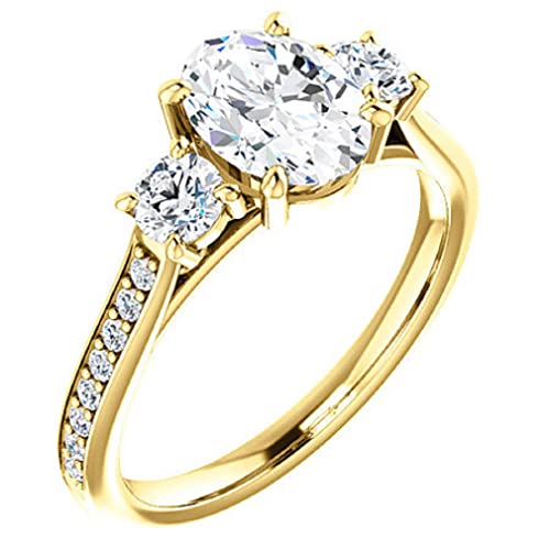 925 Silver, 10K/14K/18K Solid Gold Handmade Engagement Ring, 3 CT Oval Cut Moissanite Solitaire Ring, Wedding Ring for Women/Her, Anniversary Promise Gifts, VVS1 Colorless (10K Solid Rose Gold)