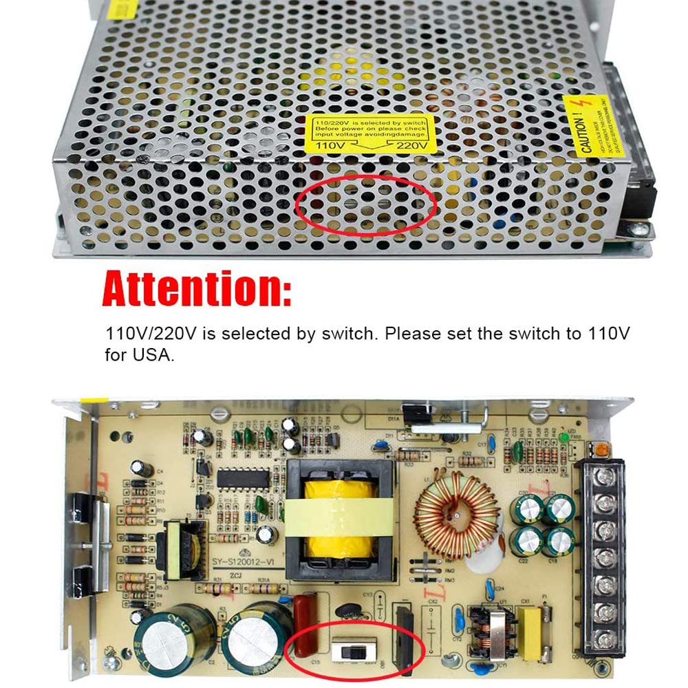 JOYLIT DC 24V 5A 120W Power Supply Adapter, AC 110V / 220V to DC 24V 5amp Converter Universal Regulated Switching Transformer for LED Lights, CCTV Security Sytem, 3D Printer