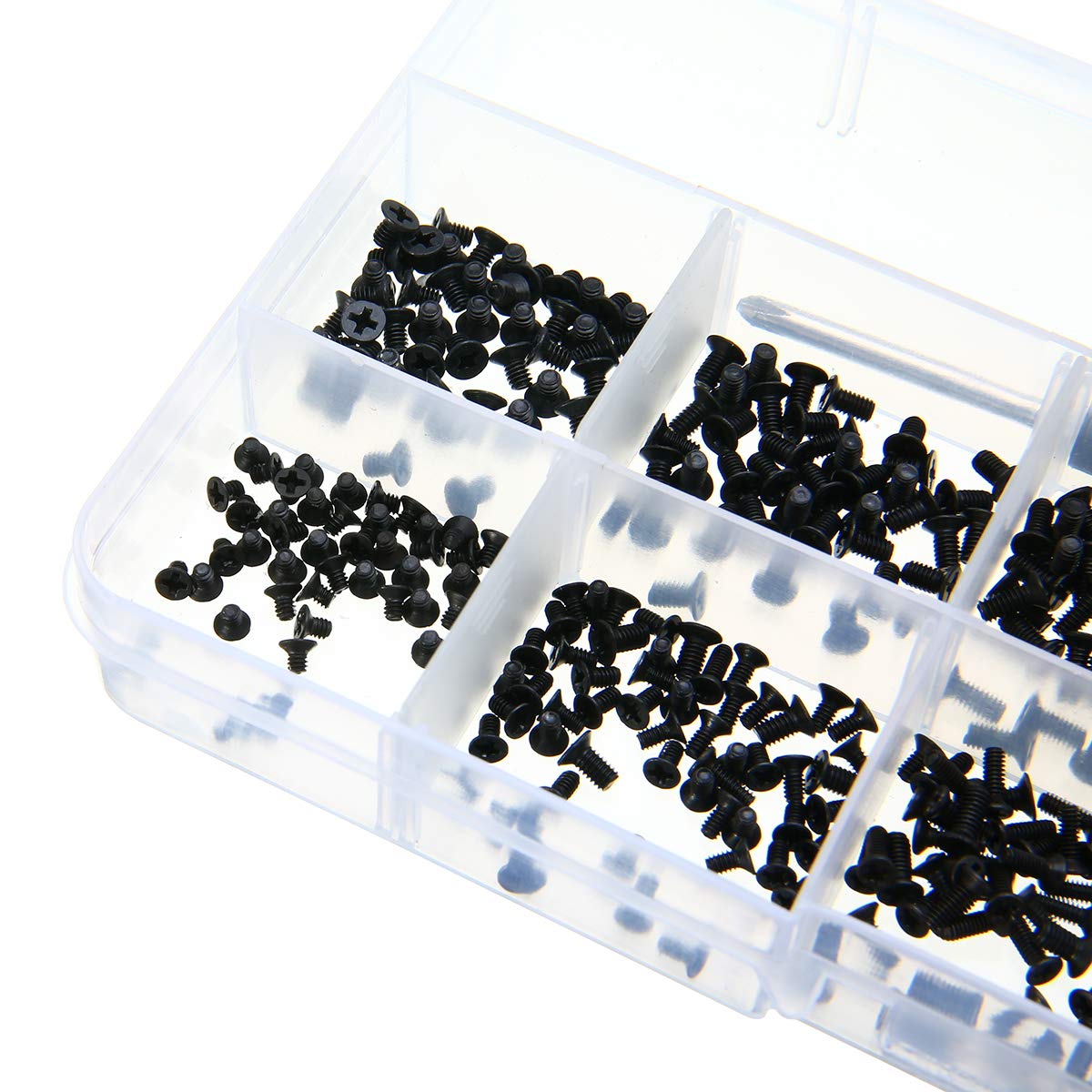 Ochoos 500Pcs/Box Laptop Computer Screws Assembly with Screwdriver Set 10 Types Mini Alloy Steel Screw DIY Repair Tool Kit Black