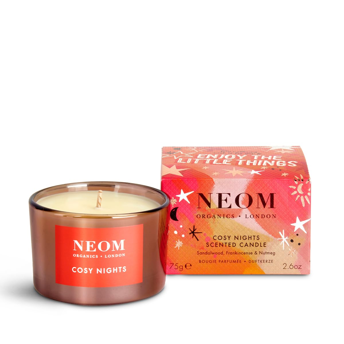 NEOM- Cosy Nights Luxury Scented Candle | Sandalwood, Frankincense & Nutmeg | Essential Oil Aromatherapy Candle | Gift… (Travel Size)