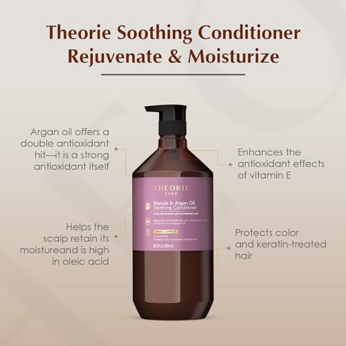 Theorie Marula and Argan Oil Soothing Conditioner - Rejuvenate & Moisturize - Suited for Over-Processed & Distressed Hair - Protects Color and Keratin Treated Hair, Pump Bottle 800mL