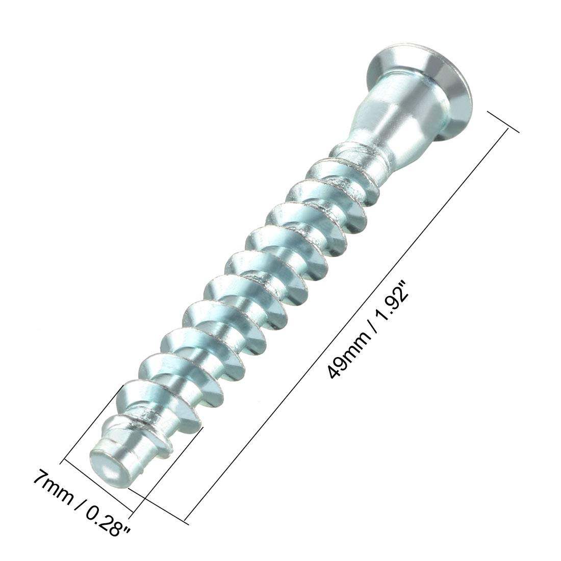 uxcell Furniture Confirmat Screw 7x49mm Hex Socket Wood Screws Zinc Plated 20pcs