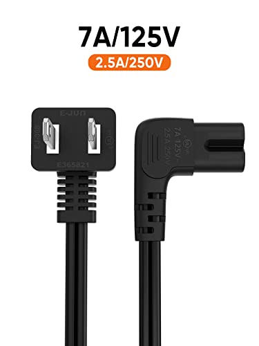 CableCreation 3 Feet 18 AWG Angled 2-Slot Non-Polarized Angle Power Cord (IEC320 C7 to Nema 1-15P), 0.915M / Black