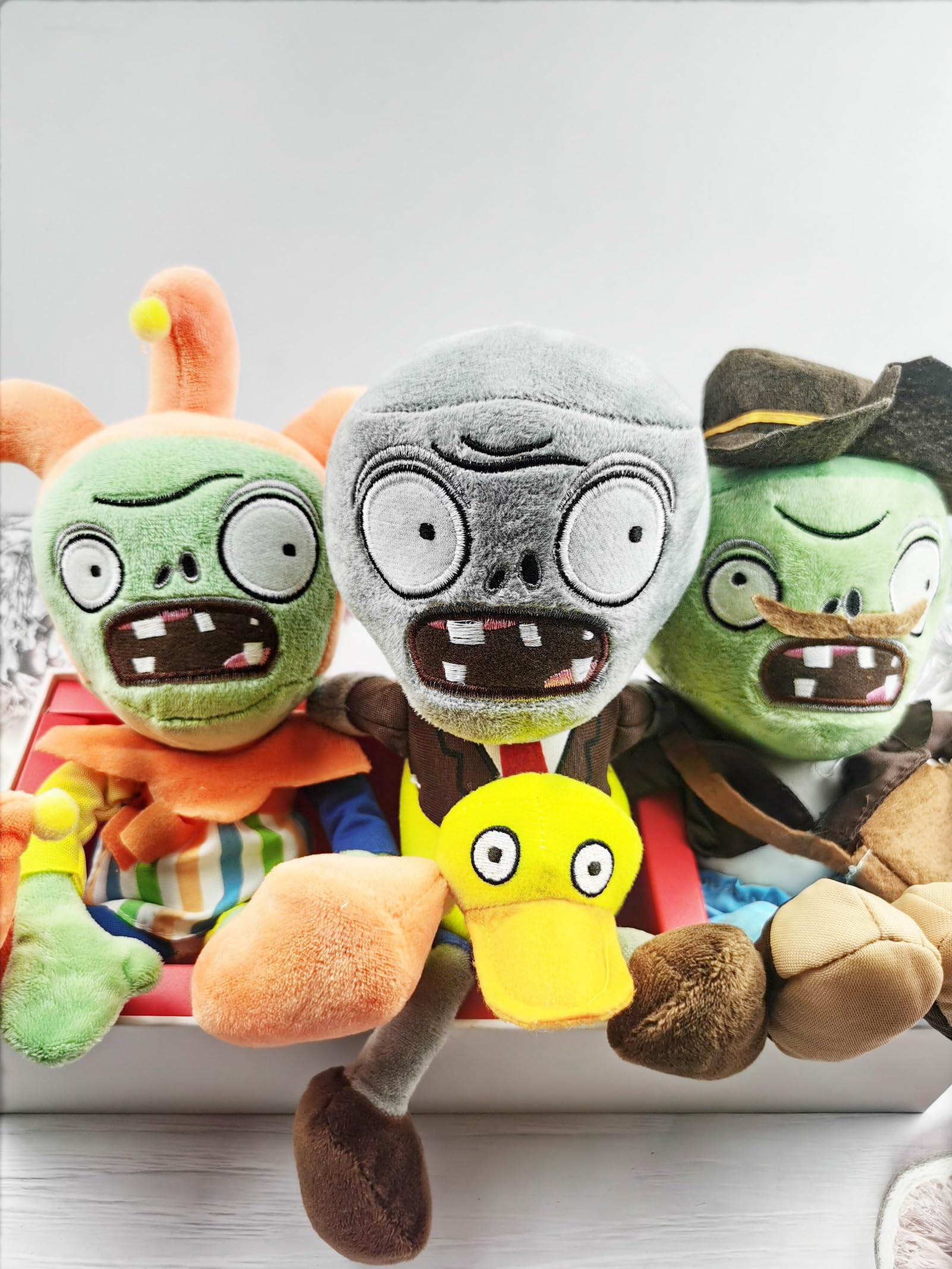 3 PCS Plants and Jester Plush Zombie Sets Toy Postman, 1 2 Stuffed Soft Jester Zombie Doll, Duck Zombies PVZ Plush Figure Doll New