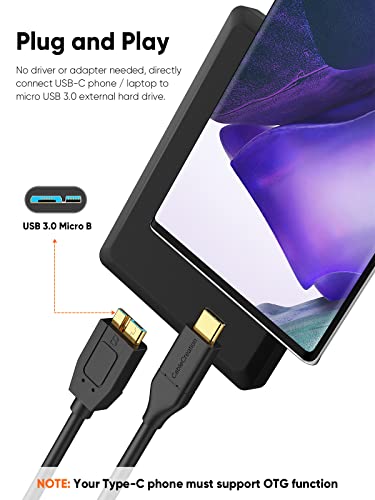 CableCreation USB C Hard Drive Cable 1FT, 10Gbps Data Transfer Speed, USB C to Micro B Male Cable, Compatible with Seagate, WD, Toshiba, Samsung External Hard Drive and More - Black