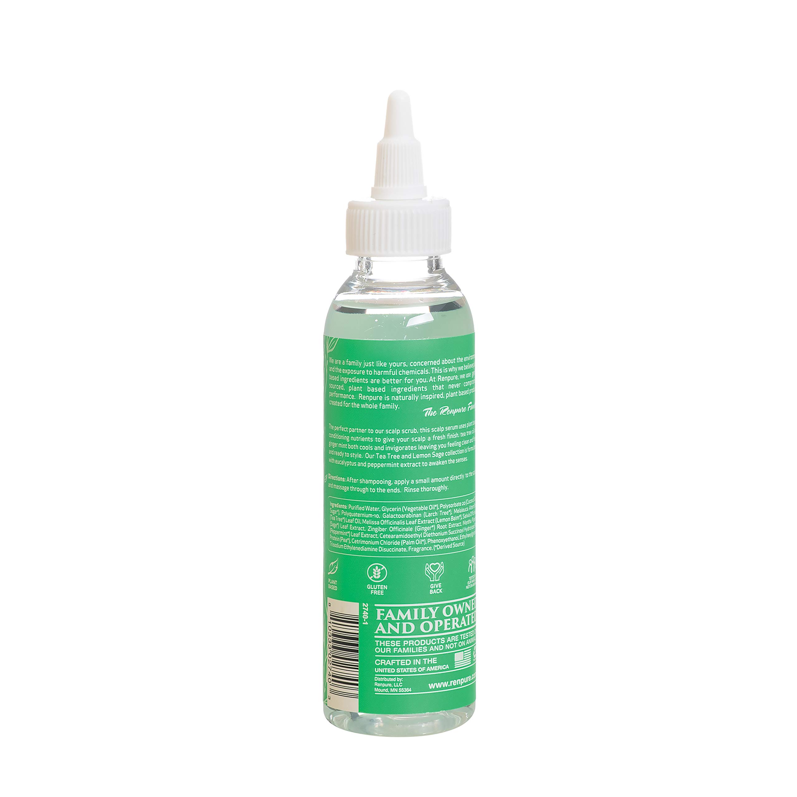 Renpure Plant-Based Beauty Tea Tree Lemon Sage Refreshing Moisture Scalp Serum, 4 Fluid Ounces