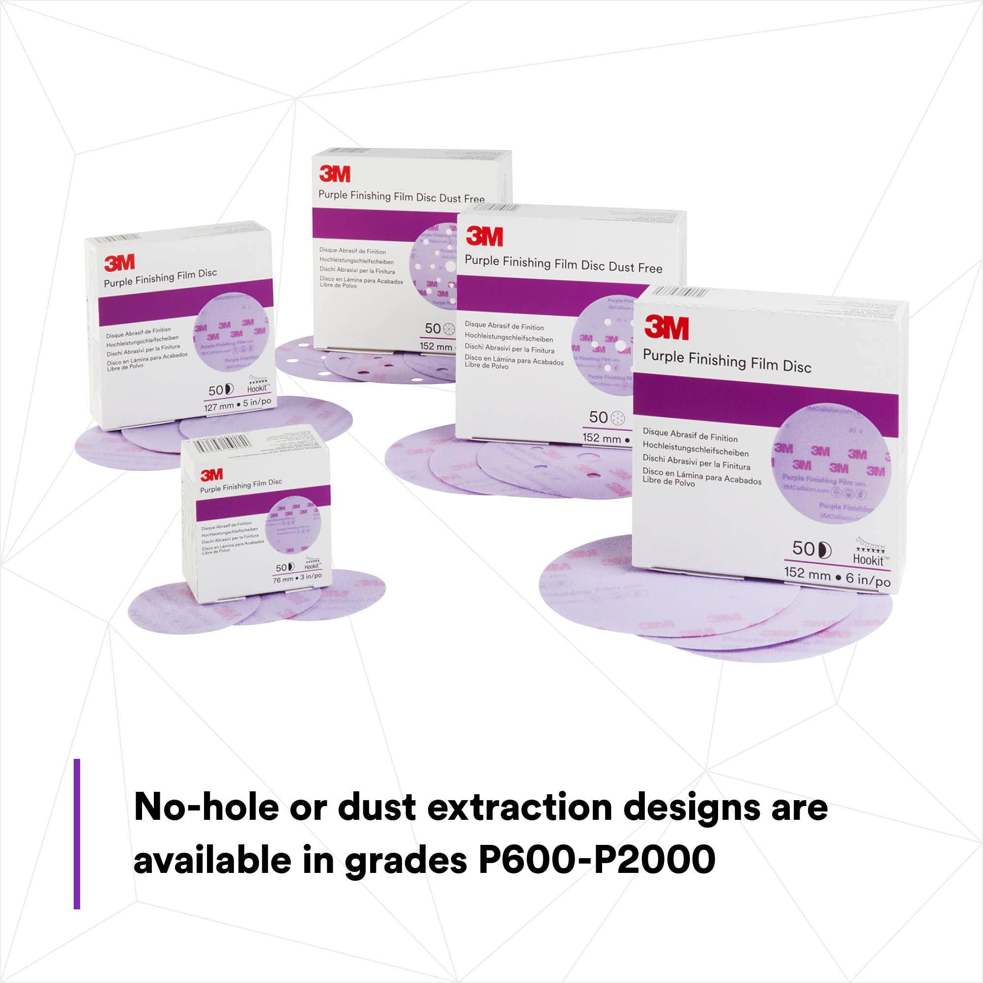 3M Hookit Purple Finishing Film Abrasive Disc 30666, 6 in, 2000+ Grade, 50 Pack, Clear Coat Sanding, Paint Finishing, Defect Removal, Long Lasting
