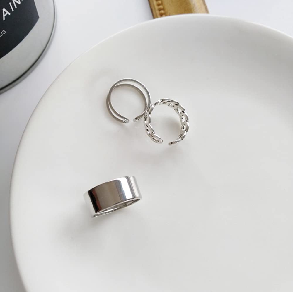 3 Pcs Simple Vintage Knuckle Ring Set for Women - Silver Minimalism Finger Stackable Rings Set Jewelry