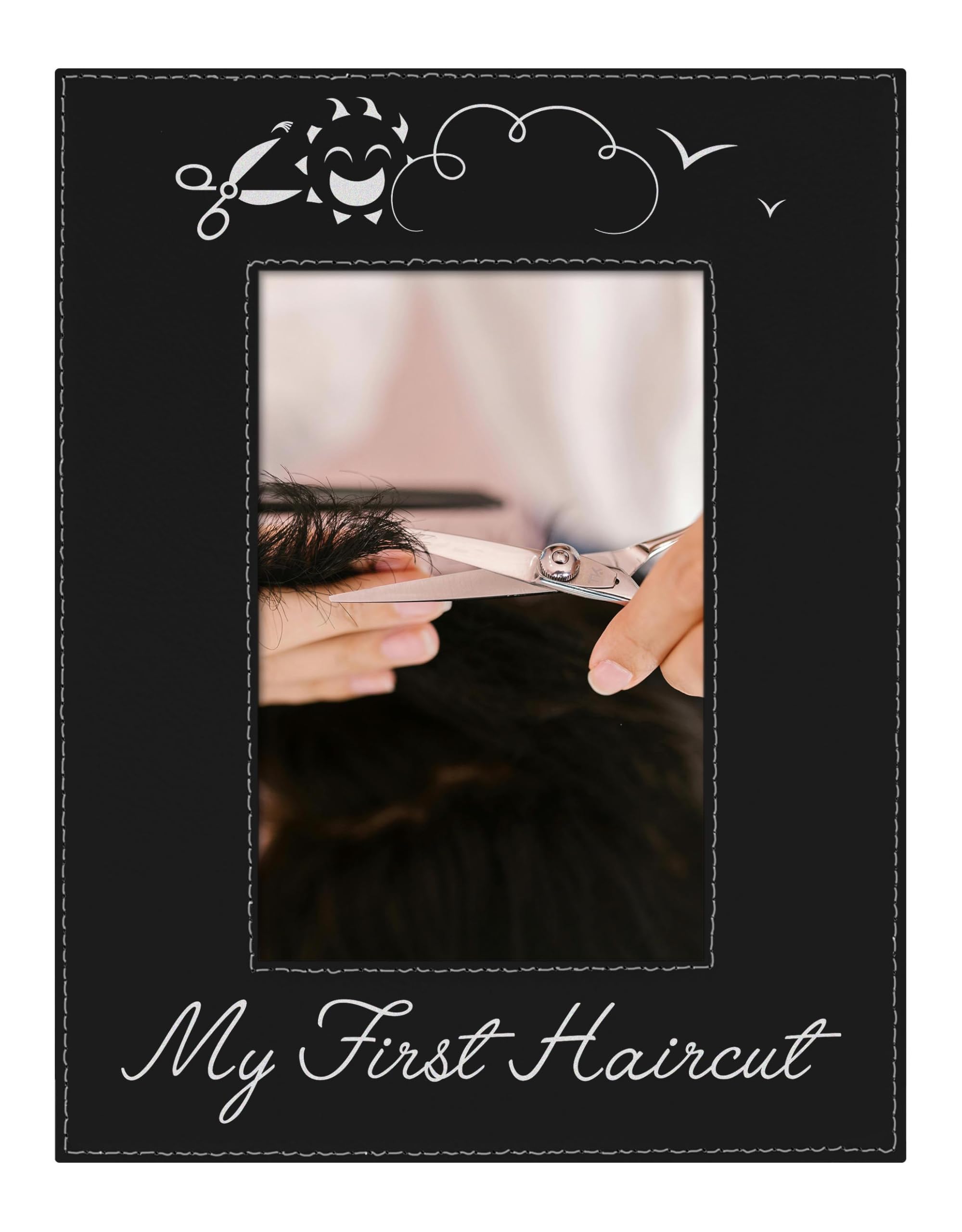ThisWear Baby's 1st Haircut for Baby My First Haircut 4x6 Leatherette Photo Frame Black