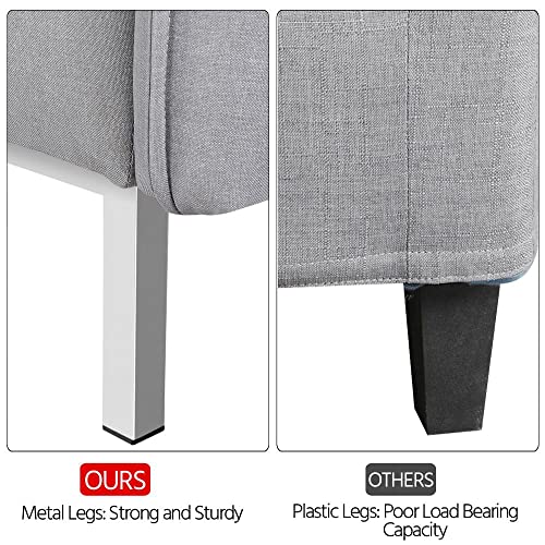Topeakmart Futon Sofa Bed Couch with Fabric Cover Sturdy Metal Frame Adjustable Backrest Sleeper Sofa Easy to Clean Upholstery Versatile Convertible Sofa Comfortable Gray