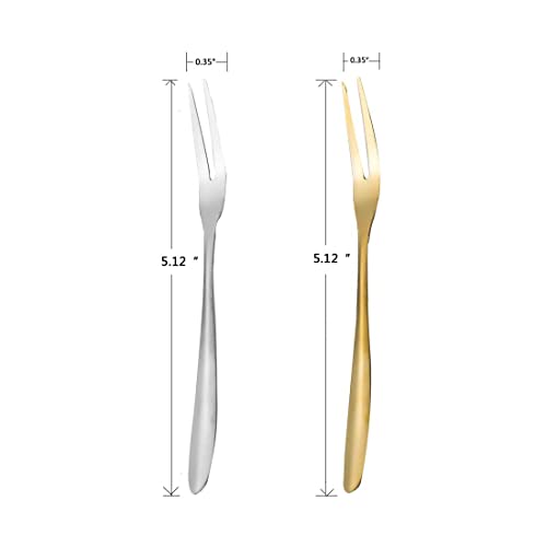50PCS Stainless Steel Two-tine Fork Tasting Appetizer Forks Portable Cocktail Salad Fruit Forks for Eating Cakes Fruits Salads Used in Weddings Festivals Birthdays Housewarming