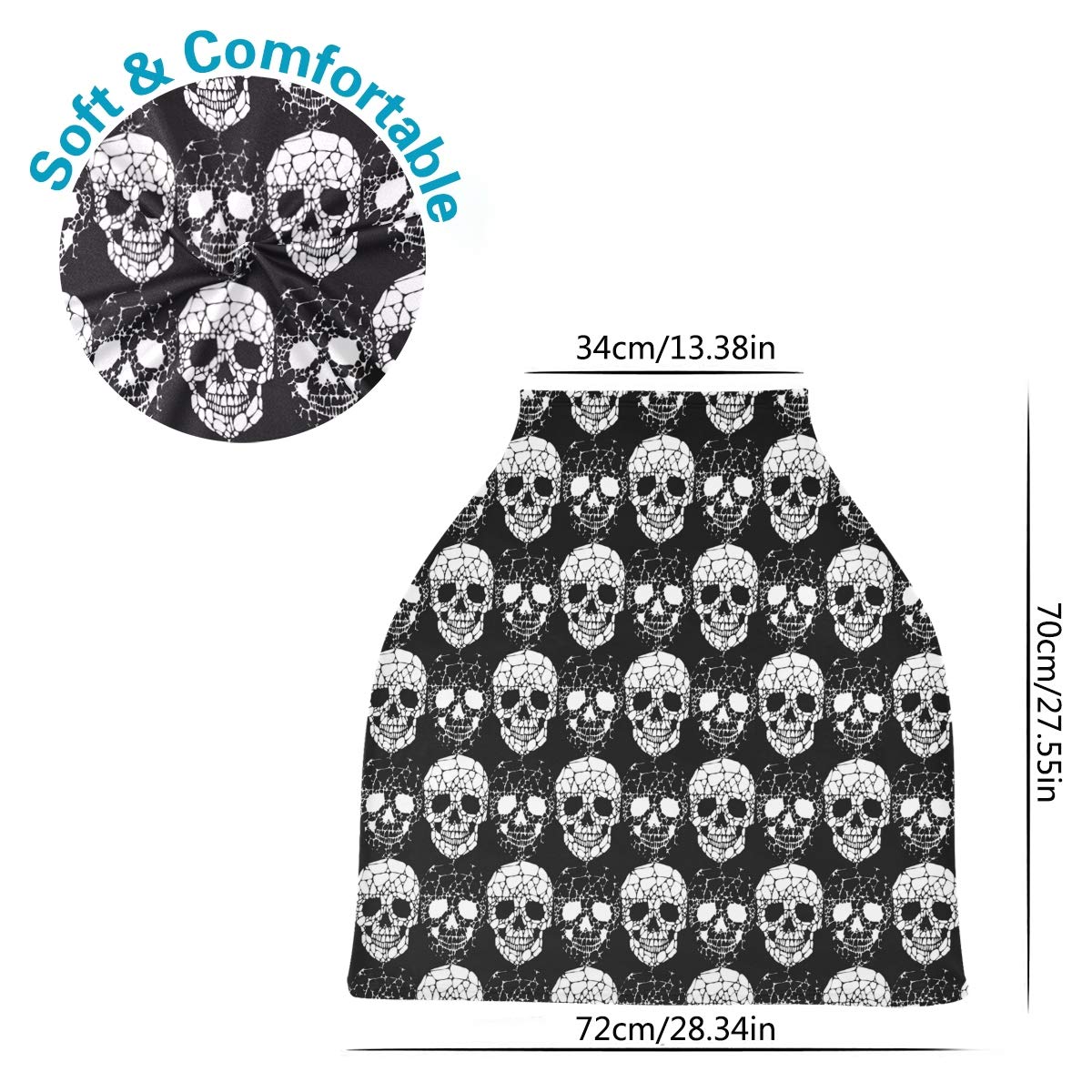 Nursing Cover Breastfeeding Scarf Gothic Skull- Baby Car Seat Covers, Stroller Cover, Carseat Canopy (n)