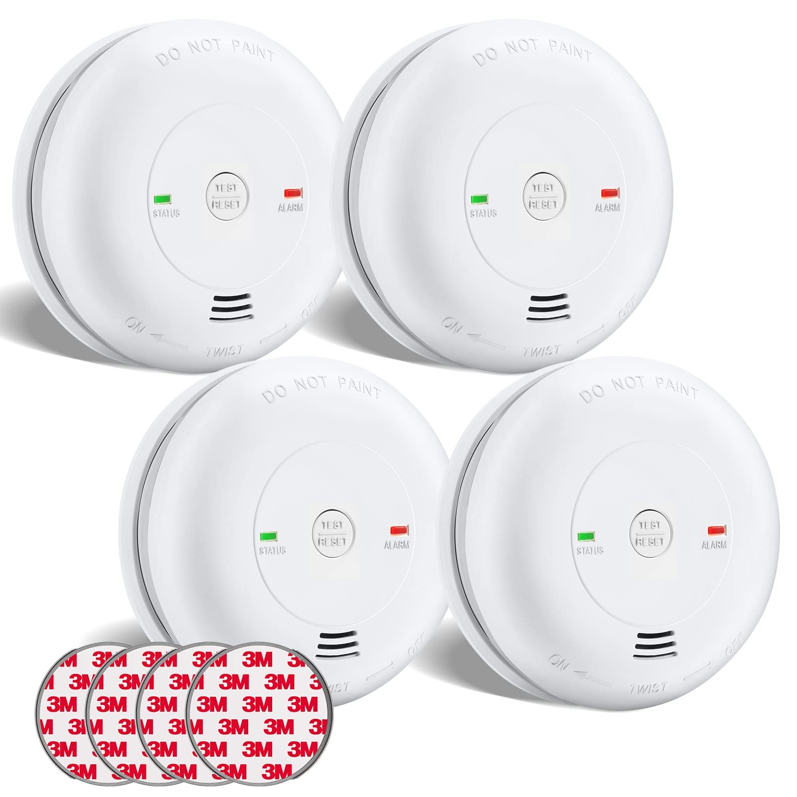 SITERWELL Carbon Monoxide Detector, 7-Year Product Life CO Detector with LED Indicator, CO Alarm with Test & Silence Button, Battery Operated, Low Battery Warning, UL 2034 Standards, 4 Pack
