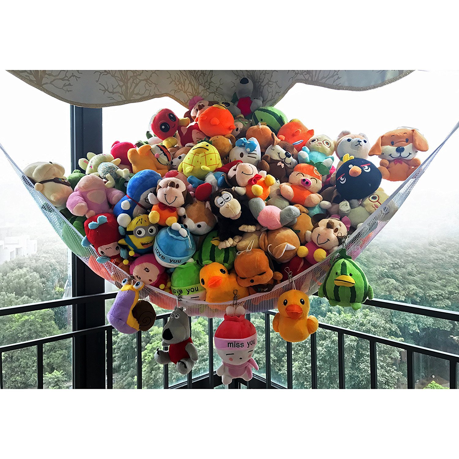 Stuffed Animal Hammock, 2 Pack, Extra Large Toy Storage Organizer for Plush Toys, Expands To 65 inches, Corner Hanging Net Mesh Holder for Home Kids Nursery Bed Room