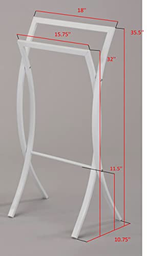 Kings Brand Furniture - Rusbac Metal Modern Freestanding Towel Rack Stand, White