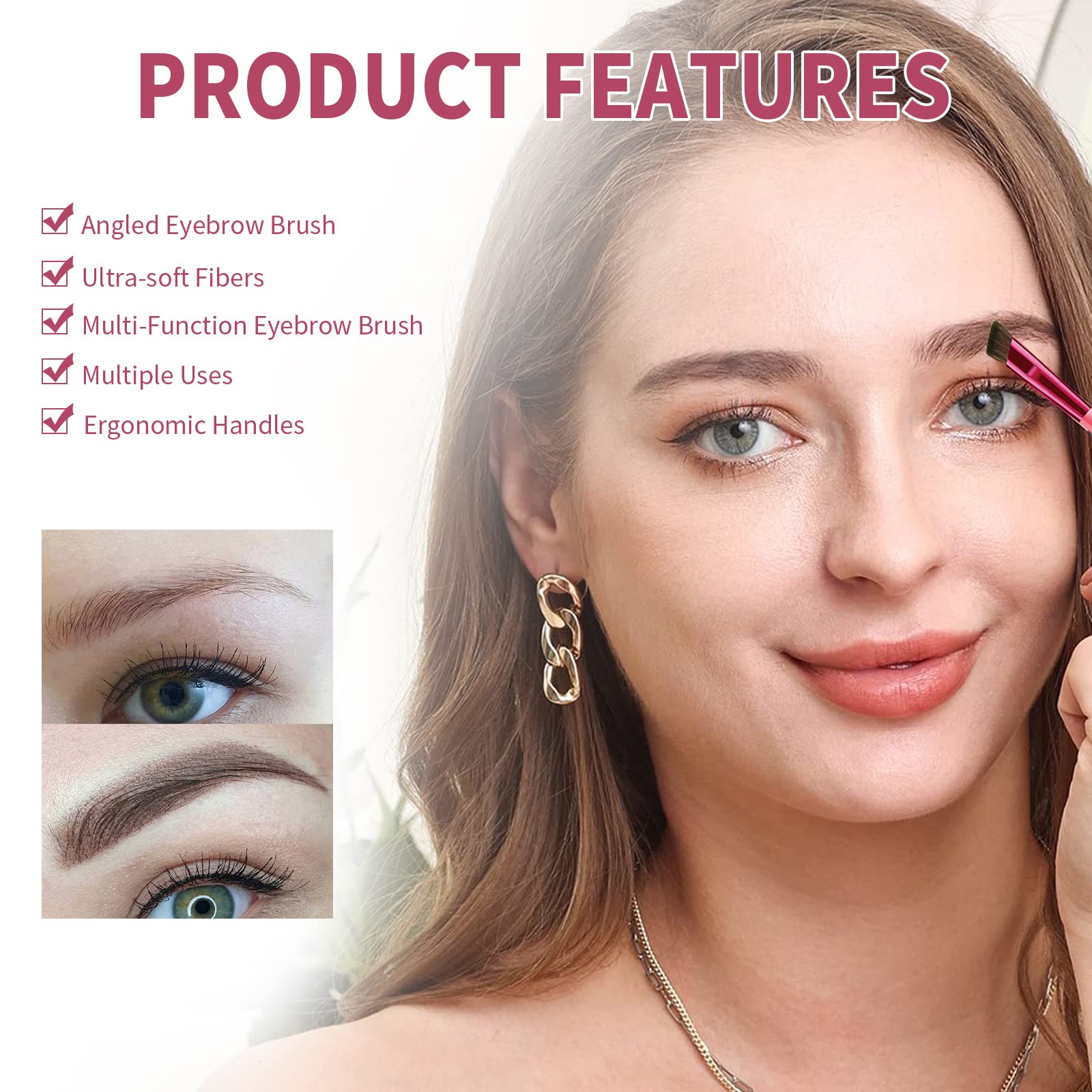 4D Hair Stroke Brow Stamp Brush Set Eyebrow Hair Stroke Brush with Eyebrow Cream Multifunction Ultra-thin Angled Realistic Eyebrow Brush Makeup Kit(Black)