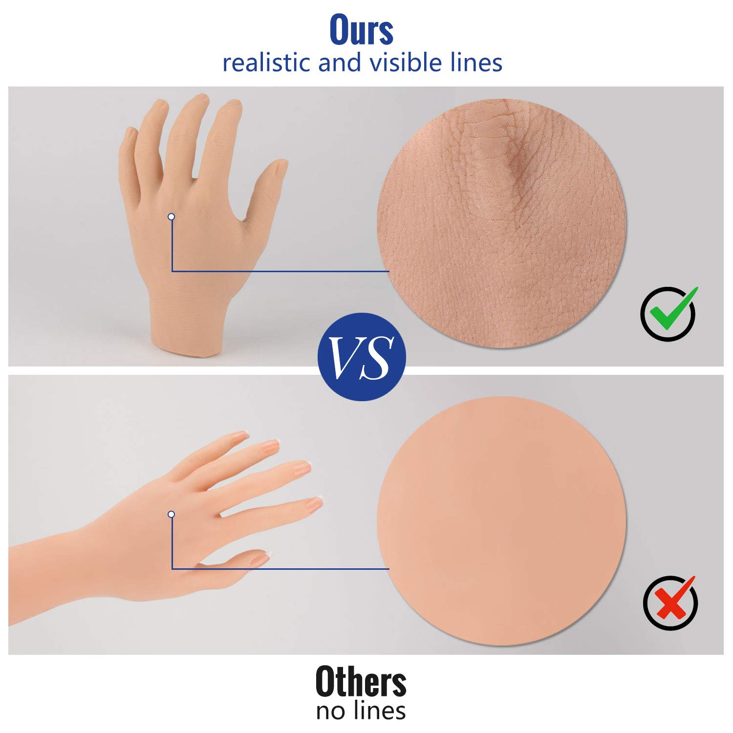 Silicone Henna Tattoo Practice Hand Life Sized Fake Skin Hand Model to Tattoo Training Education for Experienced Tattoo Artists and Beginners (Left Hand)