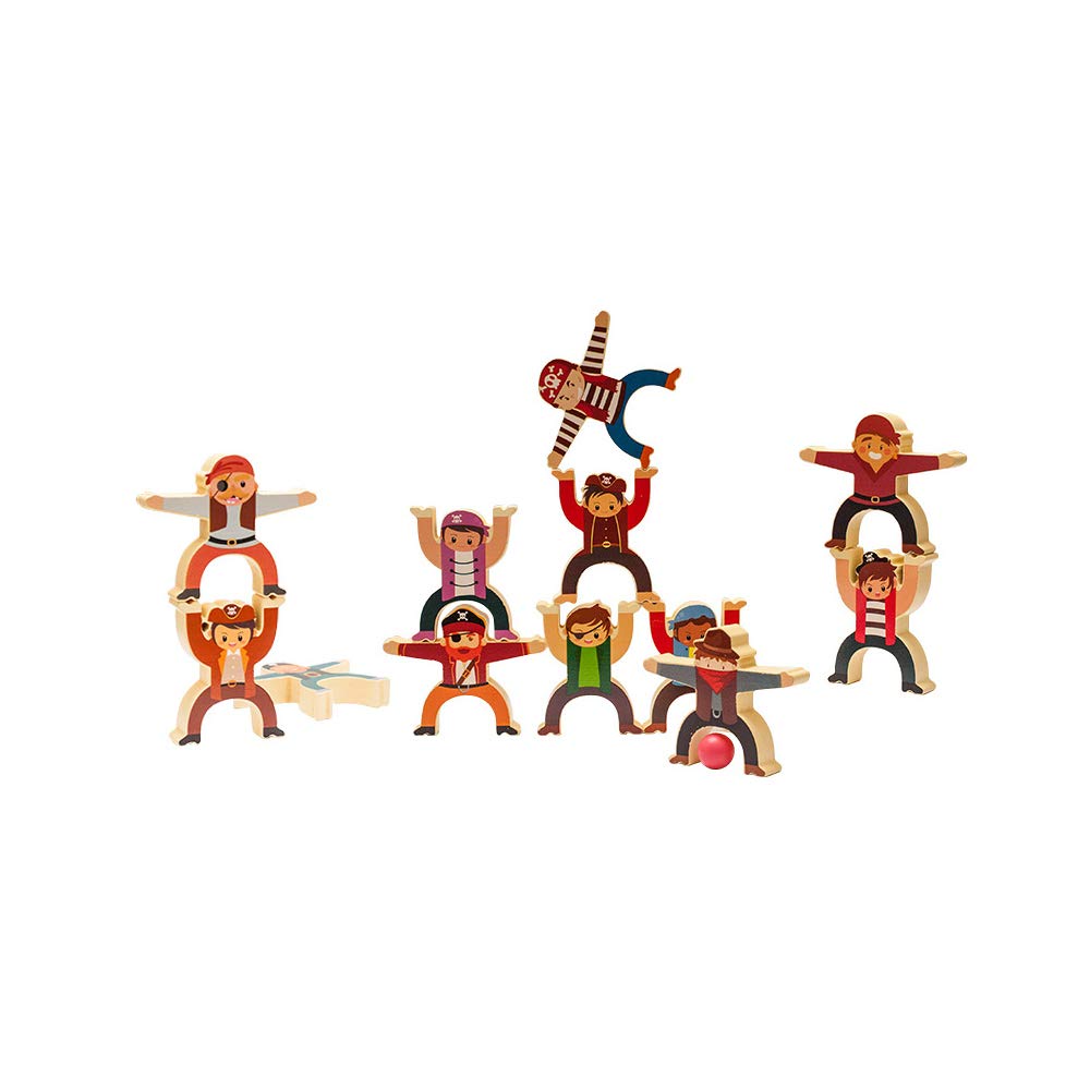 BESTING Balancing Stacking Blocks Pirate Parent-Child Children's Educational Wooden Toy Acrobatic Troupe Interlock Decompression Preschool Toys Balancing Games (HJ006)