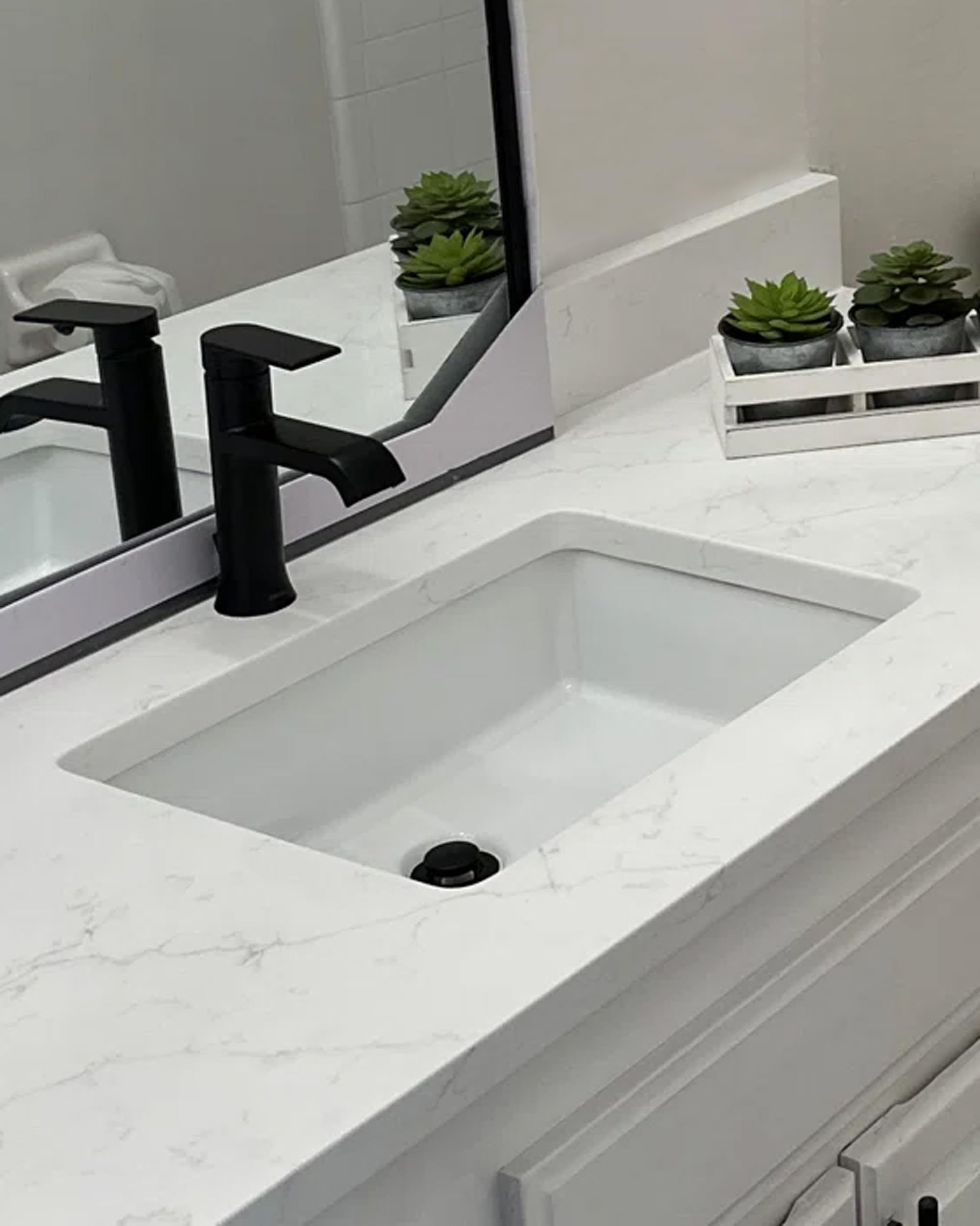 AMASHEN 16.8" Rectangular Undermount Bathroom Sink, Small Vitreous China Vanity Sink with Overflow, White