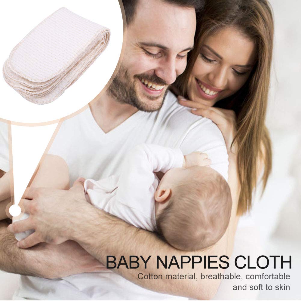 Reusable Cloth Diaper Inserts, 10Pcs Breathable Cotton Baby Nappies Newborn Washable Absorbent Nappy Liners for Babies and Toddlers