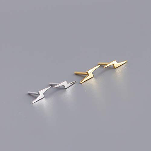 925 Sterling Silver Lightning Bolt Stud Earrings, Minimalist Small Stud Earrings for Women (Lightning - Silver)