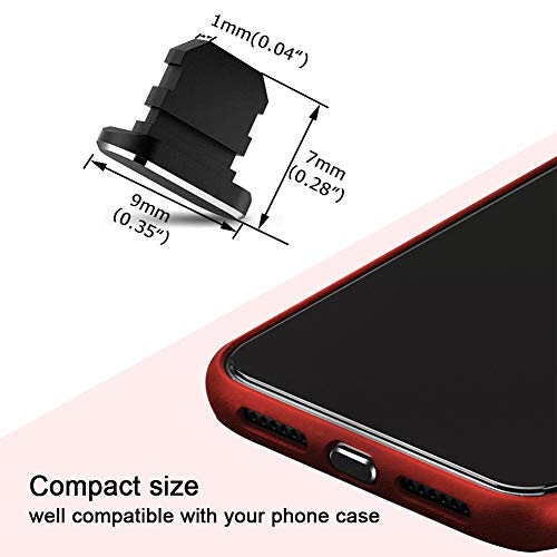 VIWIEU Metal Anti Dust Plug Compatible with iPhone 14 13 12 11 X XS XR 8 7 SE Mini Plus Pro Max iPad AirPods, 2 Pack Lightning Charging Port Cover Protectors with Plug Holder and Storage Box (Black)