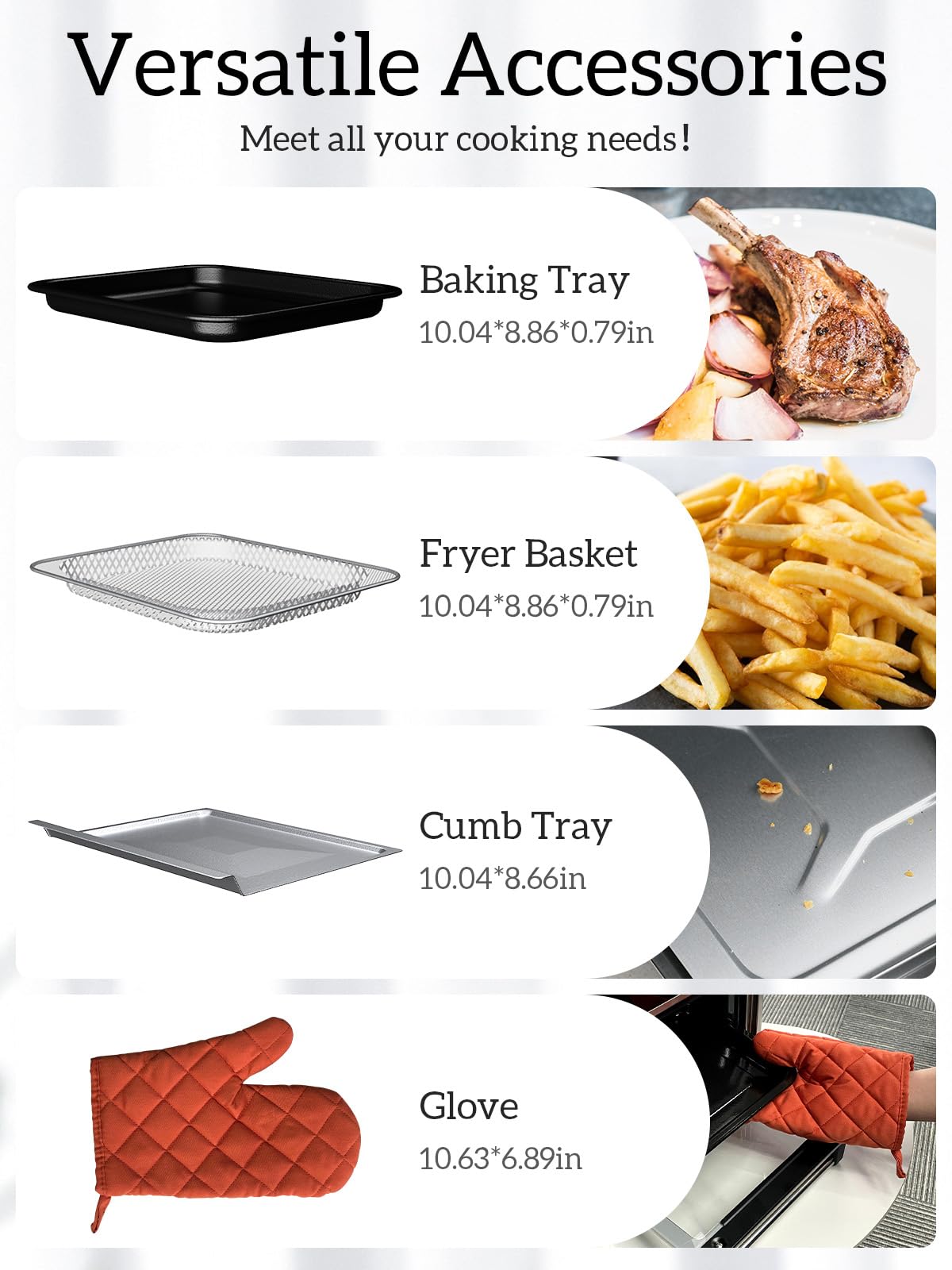 Air Fryer Toaster Oven Combo,10-in-1 12.6QT Compact Countertop Oven,9 Touch Screen Presets & 1 DIY Function,Easy Digital Controls,4 Accessories Included,Stainless Steel,Kitchen Elite