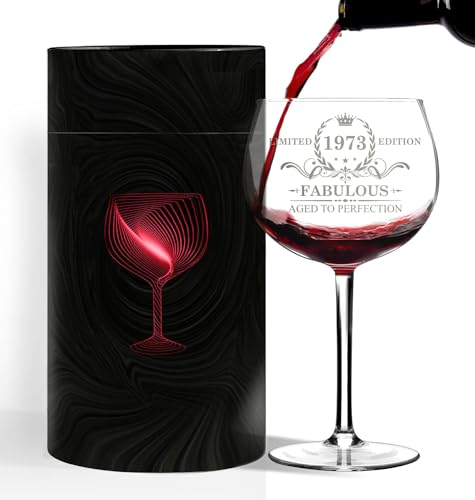 51th Birthday Gifts For Women, Her - Vintage 1973 51th Birthday Decorations For Women - Best 51 Year Old Gifts Ideas For Wife, Mom, Sister, Friends - Turning 51 Presents For Female - 22 Oz Wine Glass