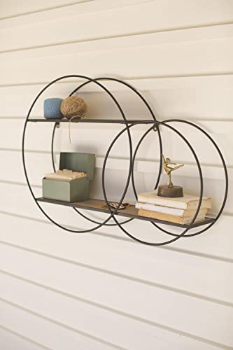 Kalalou CHW1113 Wall Unit with Wood Shelves, Black