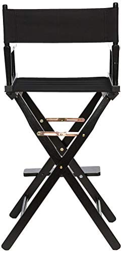 Casual Home Director's Chair ,Black Frame/Black Canvas,30" - Bar Height