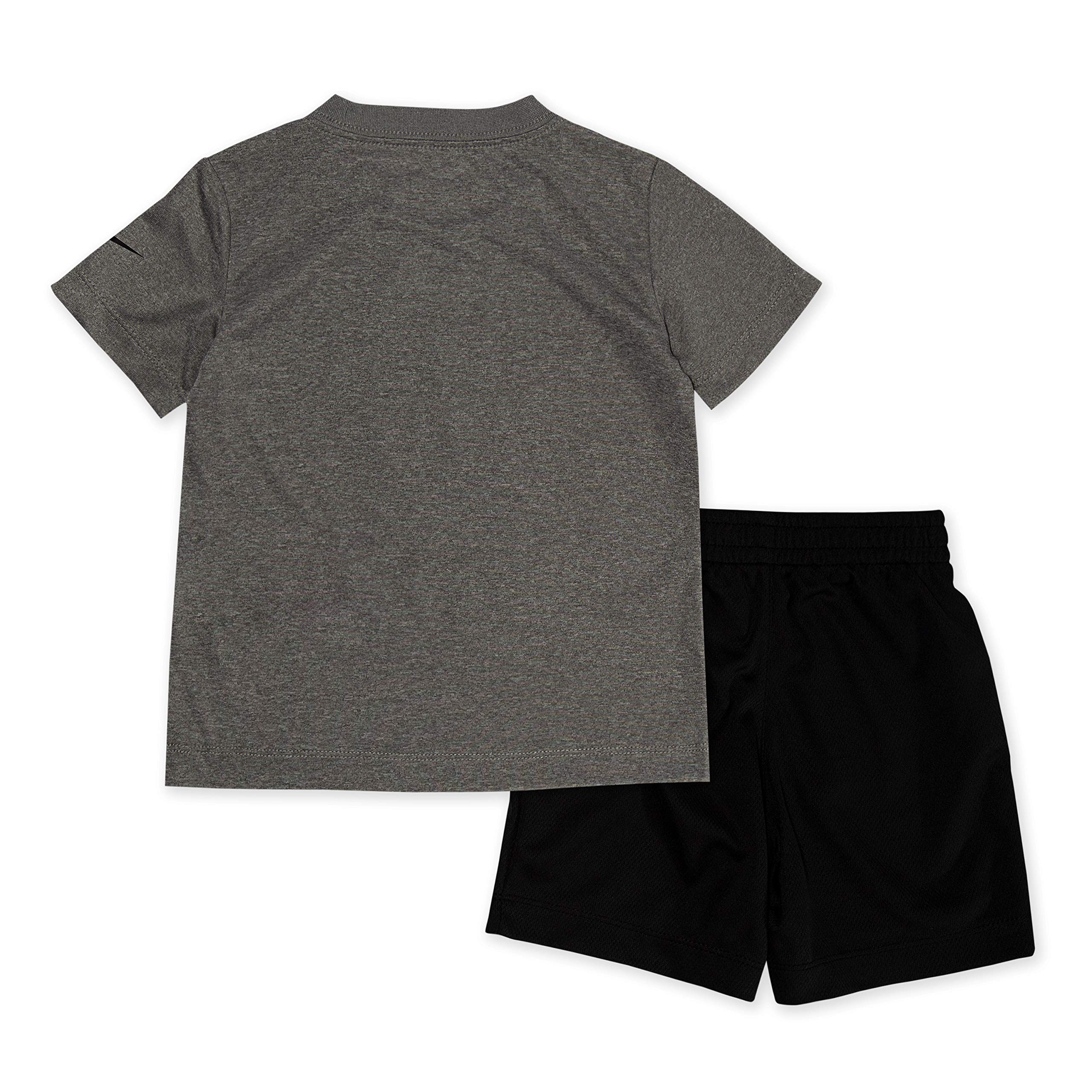 Nike Boy`s Dri-Fit T-Shirt & Shorts 2 Piece Set (Black(66F026-023)/White/Grey, 3T)