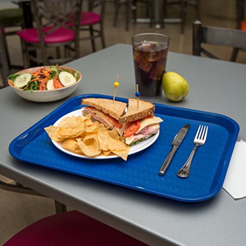 Carlisle FoodService Products Cafe Plastic Fast Food Tray, 14" x 18", Blue