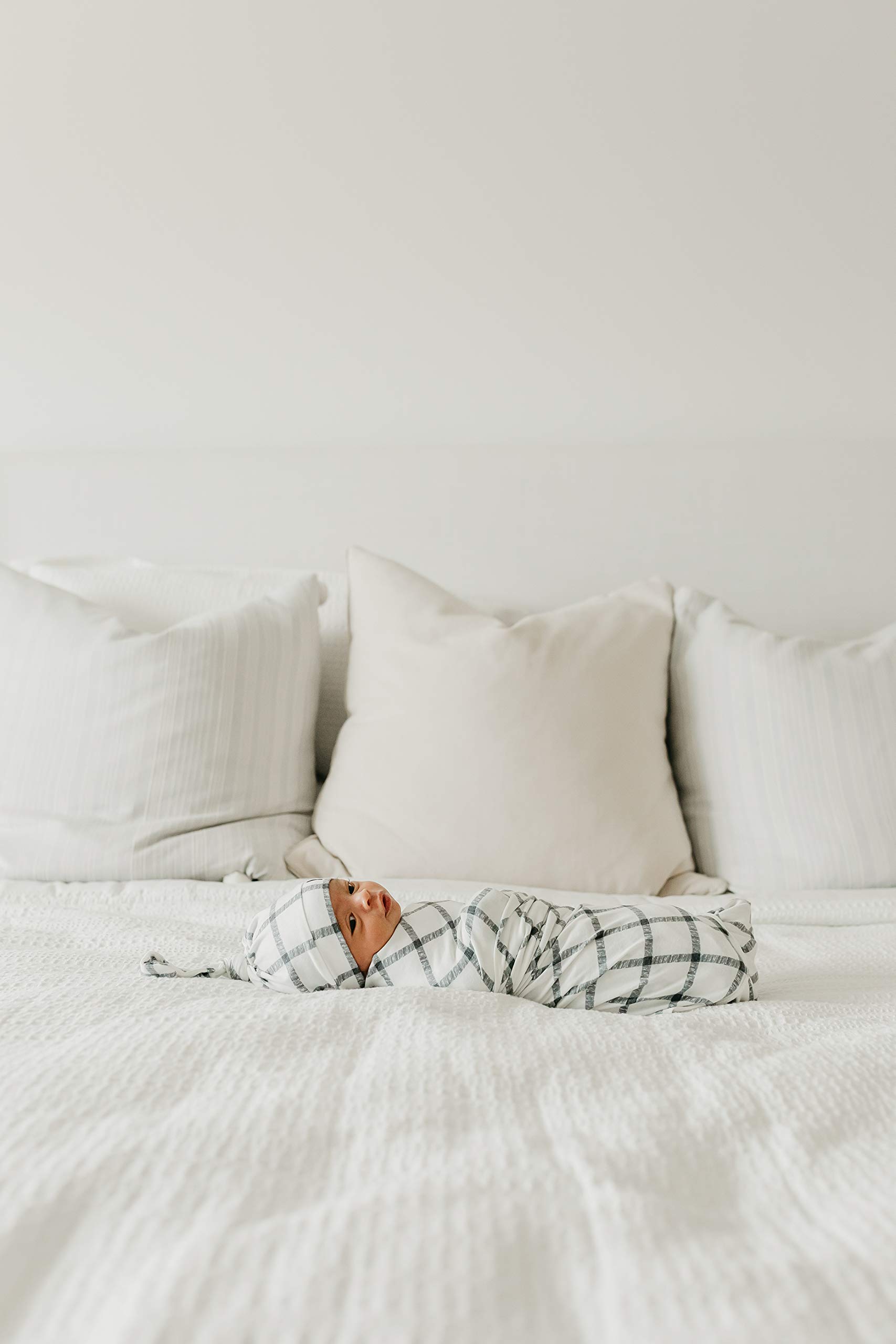 Large Premium Knit Baby Swaddle Receiving Blanket "Ledger" by Copper Pearl