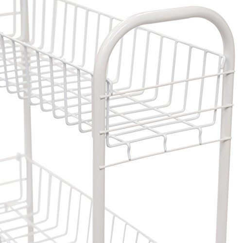 Household Essentials 05121 Slim Line 3-Tier Metal Storage Cart | Laundry Room Rolling Organizer | White