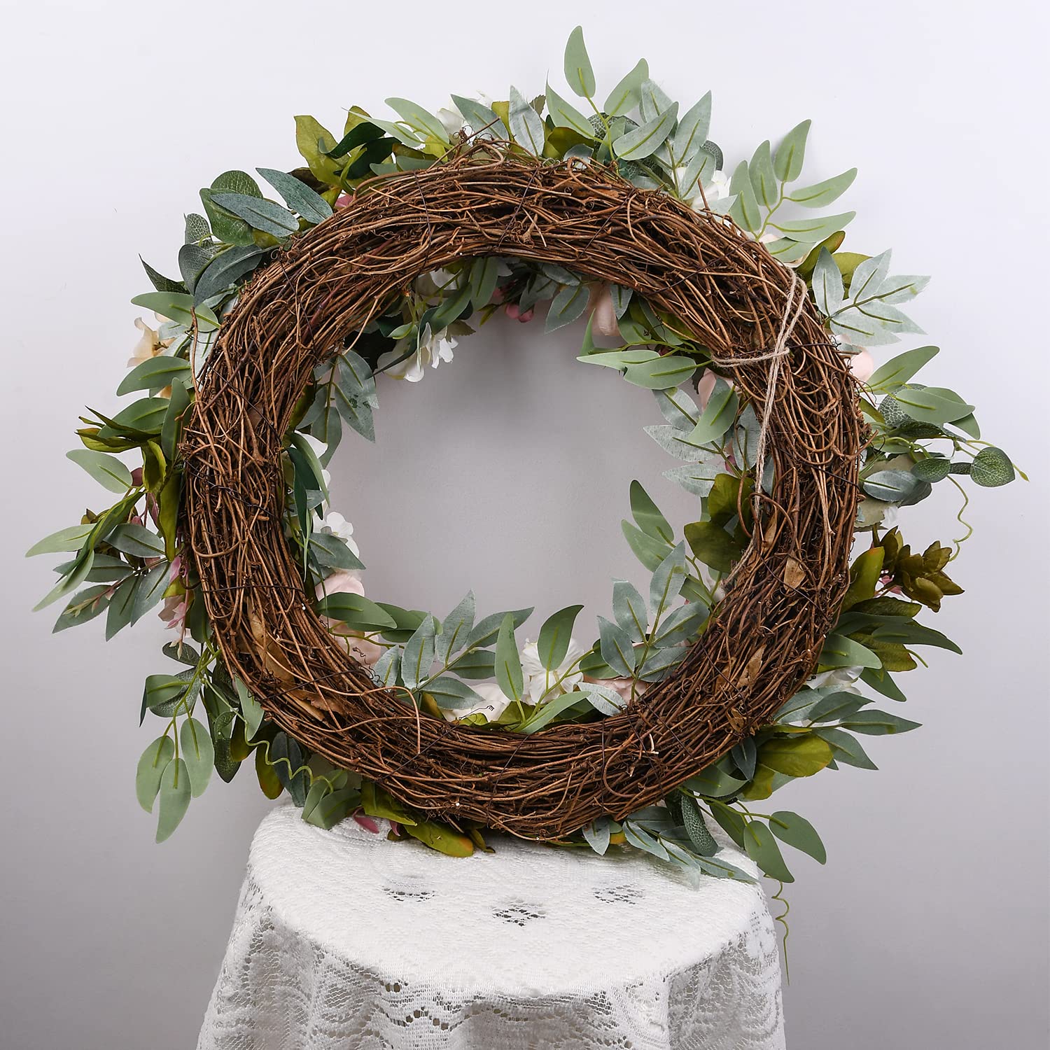 22inch Peony Wreath, Bouquet Wreath Spring Summer Fall Wreath Dotted with Eucalyptus Layered Roses Dahlias Hydrangeas Antler Grass and Small Fruit Artificial Wreaths for Front Door Indoor Wreaths