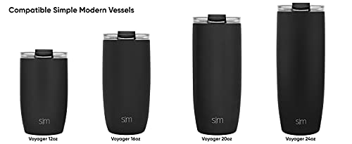 Simple Modern Tumbler Coffee Lid Replacement | Reusable Insulated Lid ONLY Fits Simple Modern, S|M Voyager | Flip Lid | Voyager Collection | Midnight Black