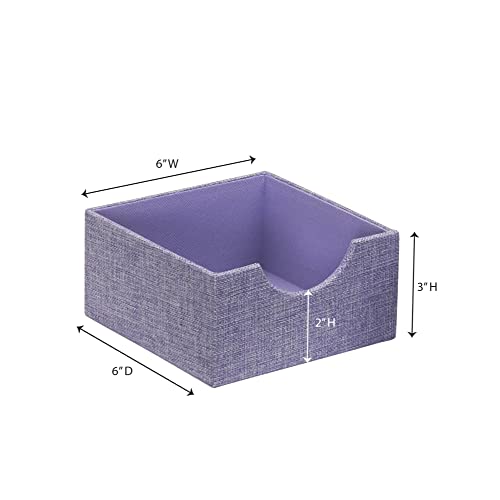 Household Essentials 2-Pack of Drawer Organizers, Sturdy Chipboard Wrapped In Soft Polyester Fabric, Stylish and Functional Storage Solution, 3β H x 6β W x 6β D, Iris