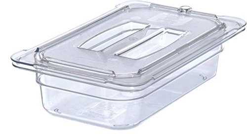 Carlisle FoodService Products 10290U07 StorPlus Quarter Size Polycarbonate Universal Handled Food Pan Lid, Clear
