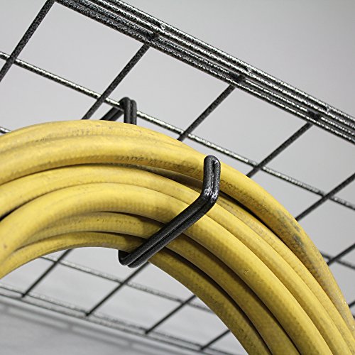 HyLoft 00625 45-Inch by 45-Inch Overhead Storage System, Ceiling Mount Garage Organization Rack, Hammertone & 00682 Add-On Storage Hook Accessory for Model 625 and 651, Hammertone, 4-Pack