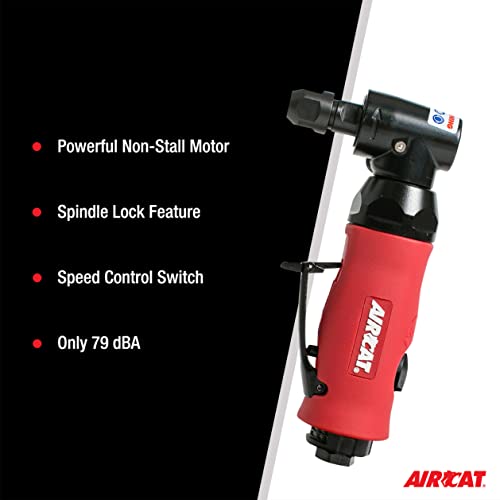 AIRCAT Pneumatic Tools 6280 .75 HP Angle Die Grinder with Spindle Lock 18,000 RPM