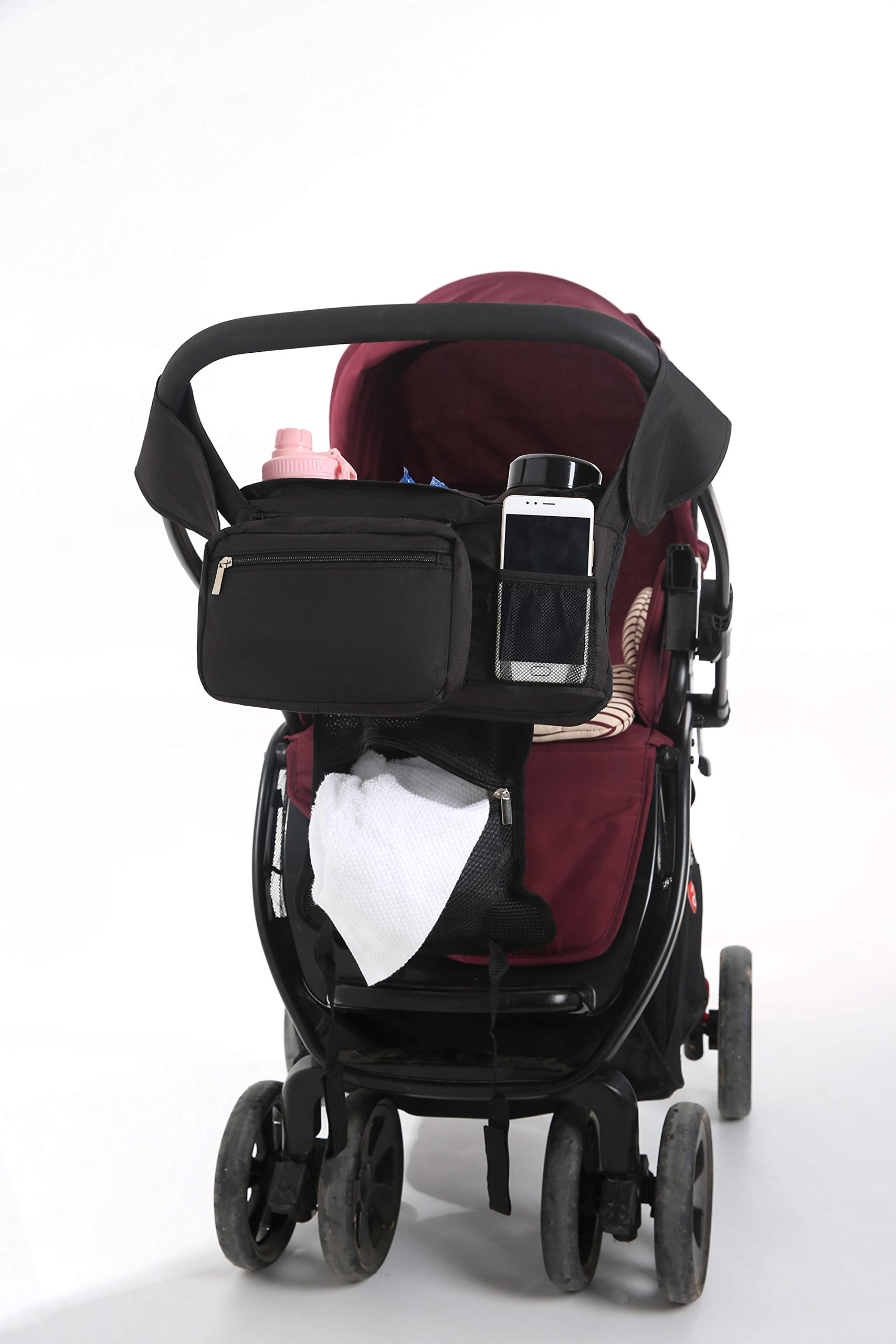 Mybabyly Baby Stroller Organizer with Cup Holders, Extra Storage & Secured Fit, Easy Installation- Universal Stroller Organizer for Smart Moms