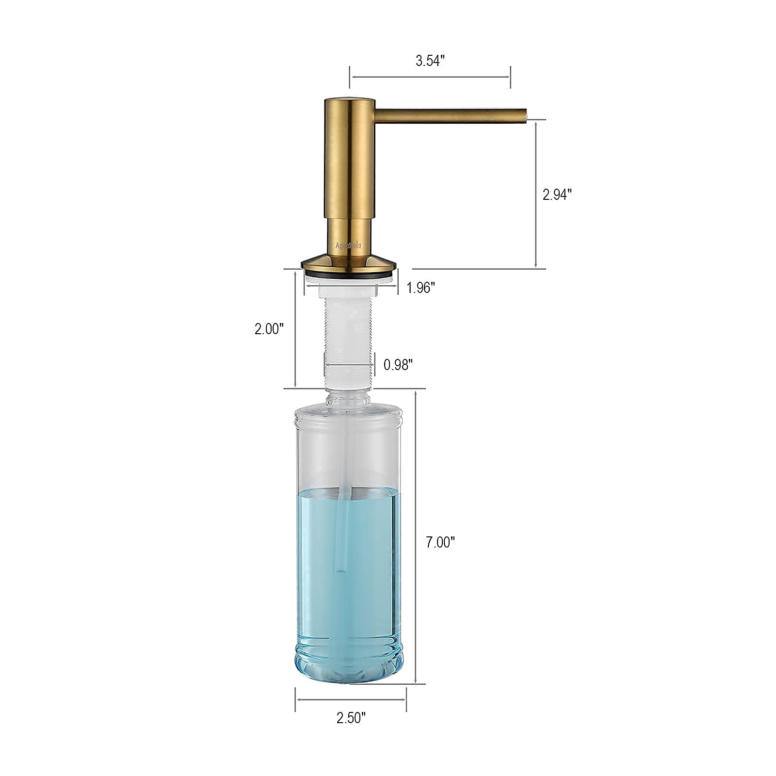 AguaStella AS59BG Brushed Gold Pull Down Bar Faucet and ASF026BG Brushed Gold Built in Soap Dispenser Combination