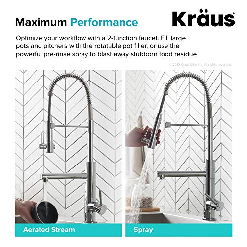 KRAUS Artec Pro 2-Function Commercial Style Pre-Rinse Kitchen Faucet with Pot Filler in Brushed Gold, KPF-1603BG (Pack of 3)